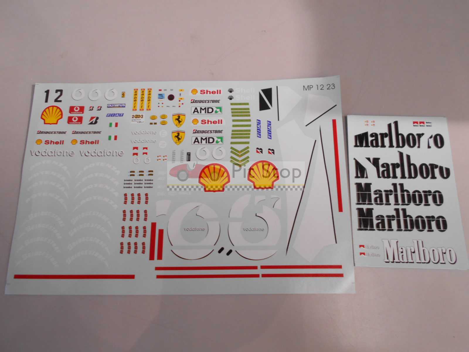 196 decals Ferrari F2003 sponsor vari 1/12