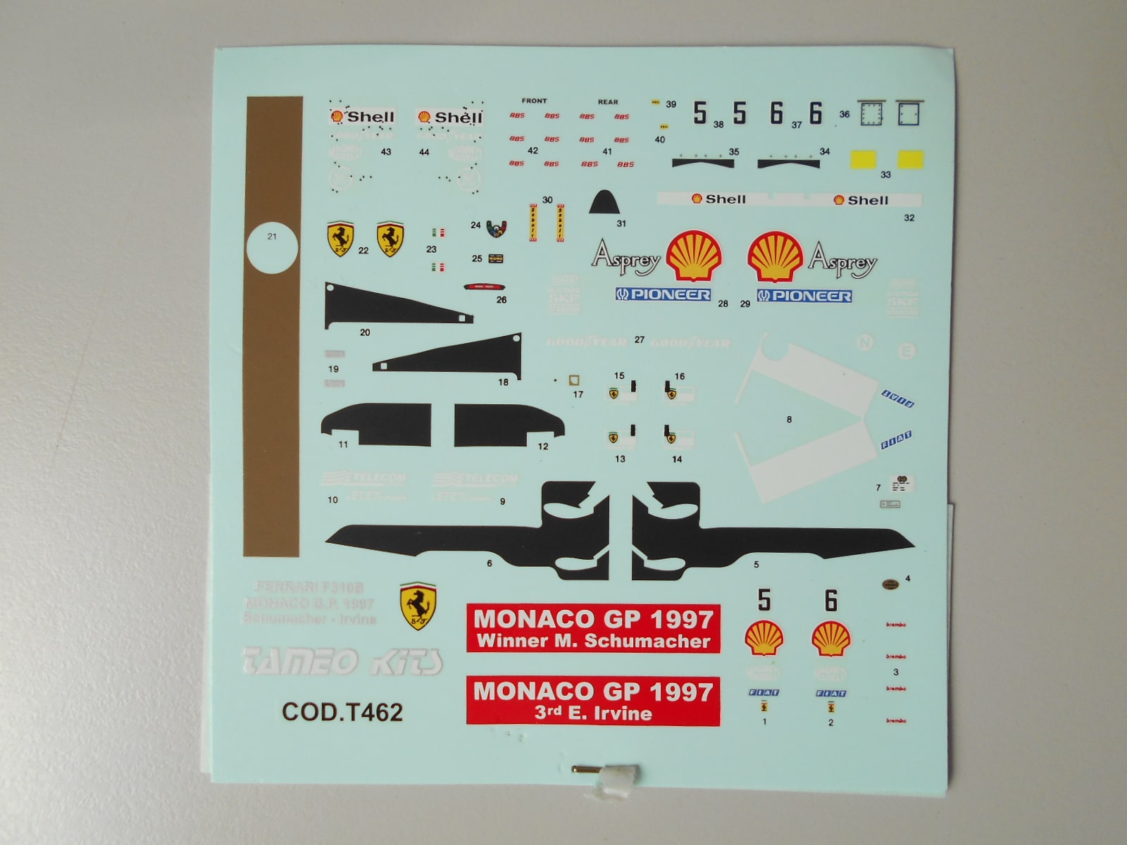 14 tameo kits decals Ferrari f310b monaco GP 1997 1/43